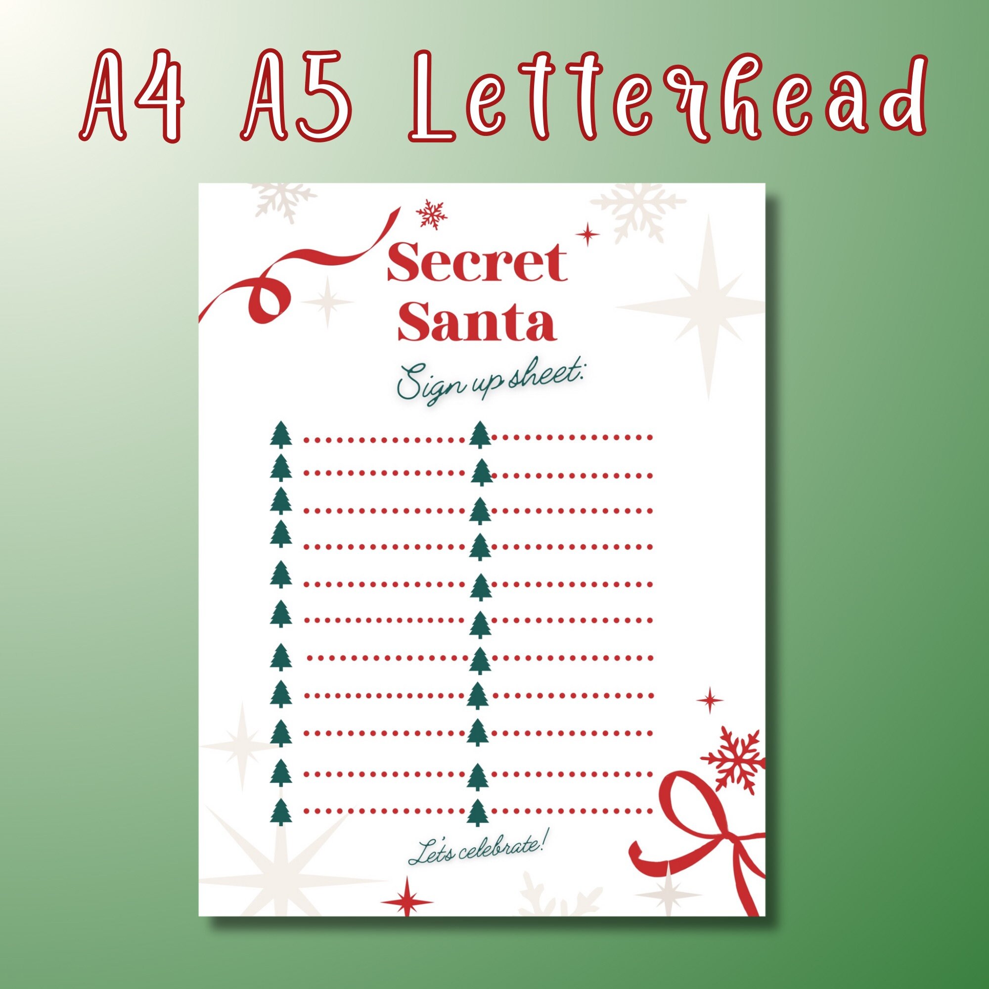 Secret Santa Printable Gift Exchange Sign up Sheet, Gift Exchange Sign ...