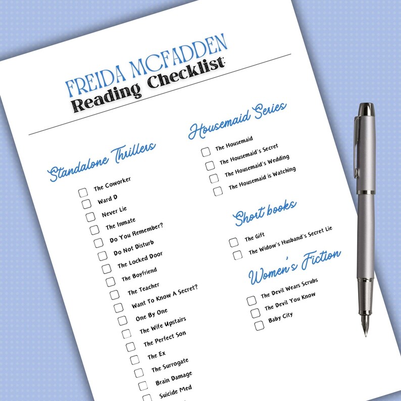 Freida Mcfadden Book Checklist, Printable Reader Tracker, Freida ...