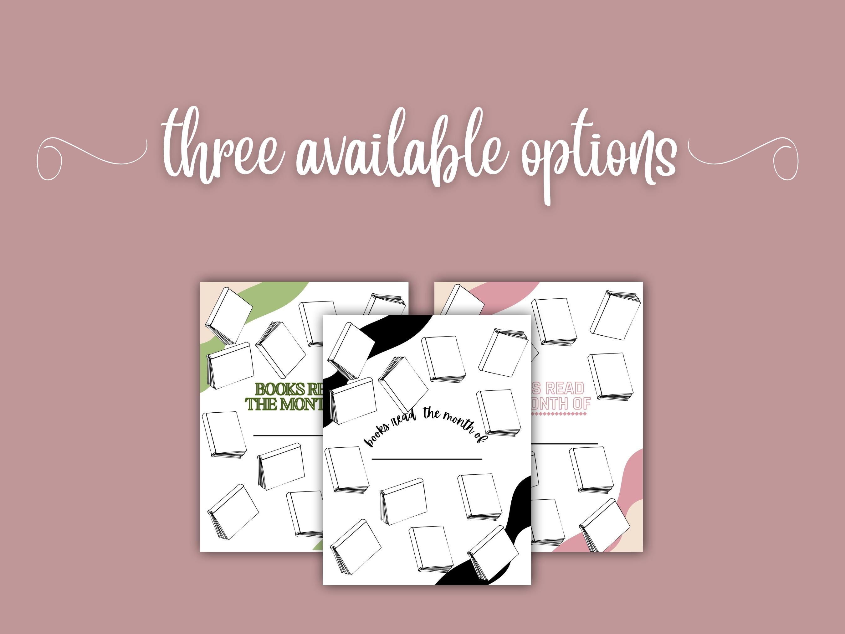 Set of 3 Monthly Reading Log Printable Sheets With 3 Available Designs ...