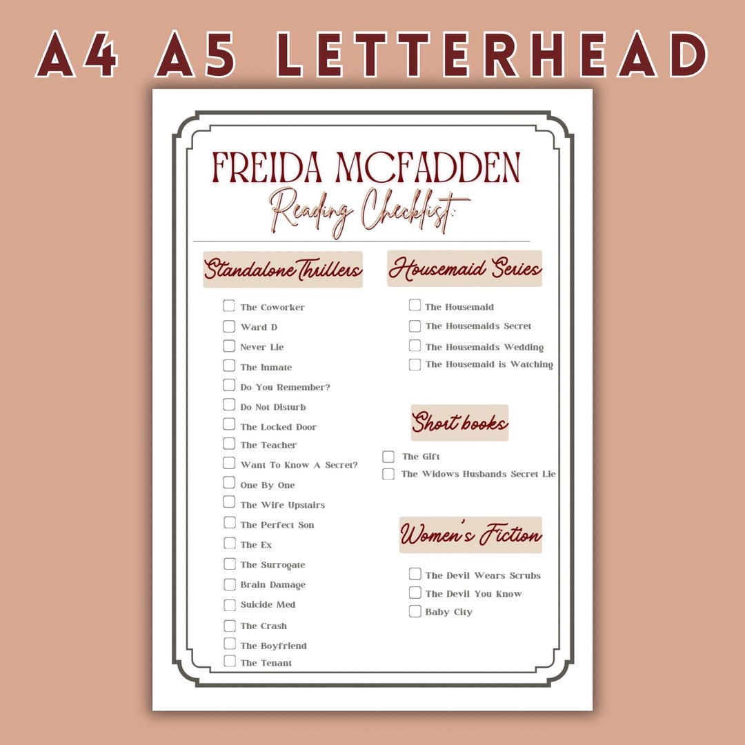 Freida Mcfadden Printable Reading Checklist, Thriller Book Log, Freida ...