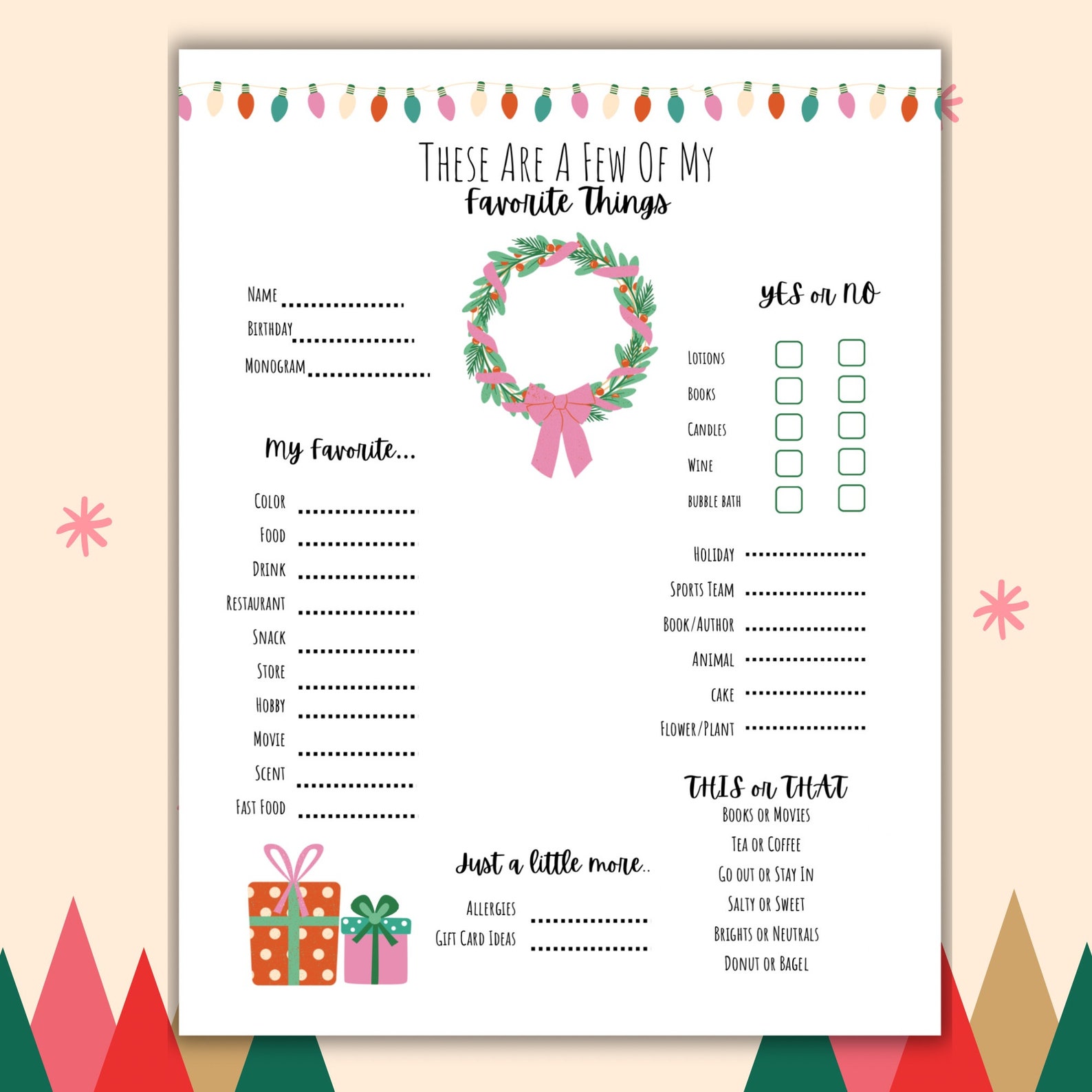 Get to Know the Teacher Survey, my Favorite Things Questionnaire for ...