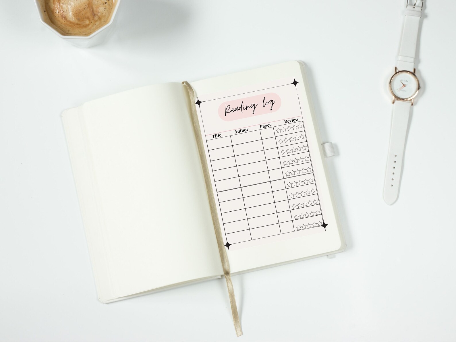 Reading Log Organized Pink and Black, Printable Book Lovers Simple ...