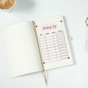 Reading Log Organized Pink and Black, Printable Book Lovers Simple ...