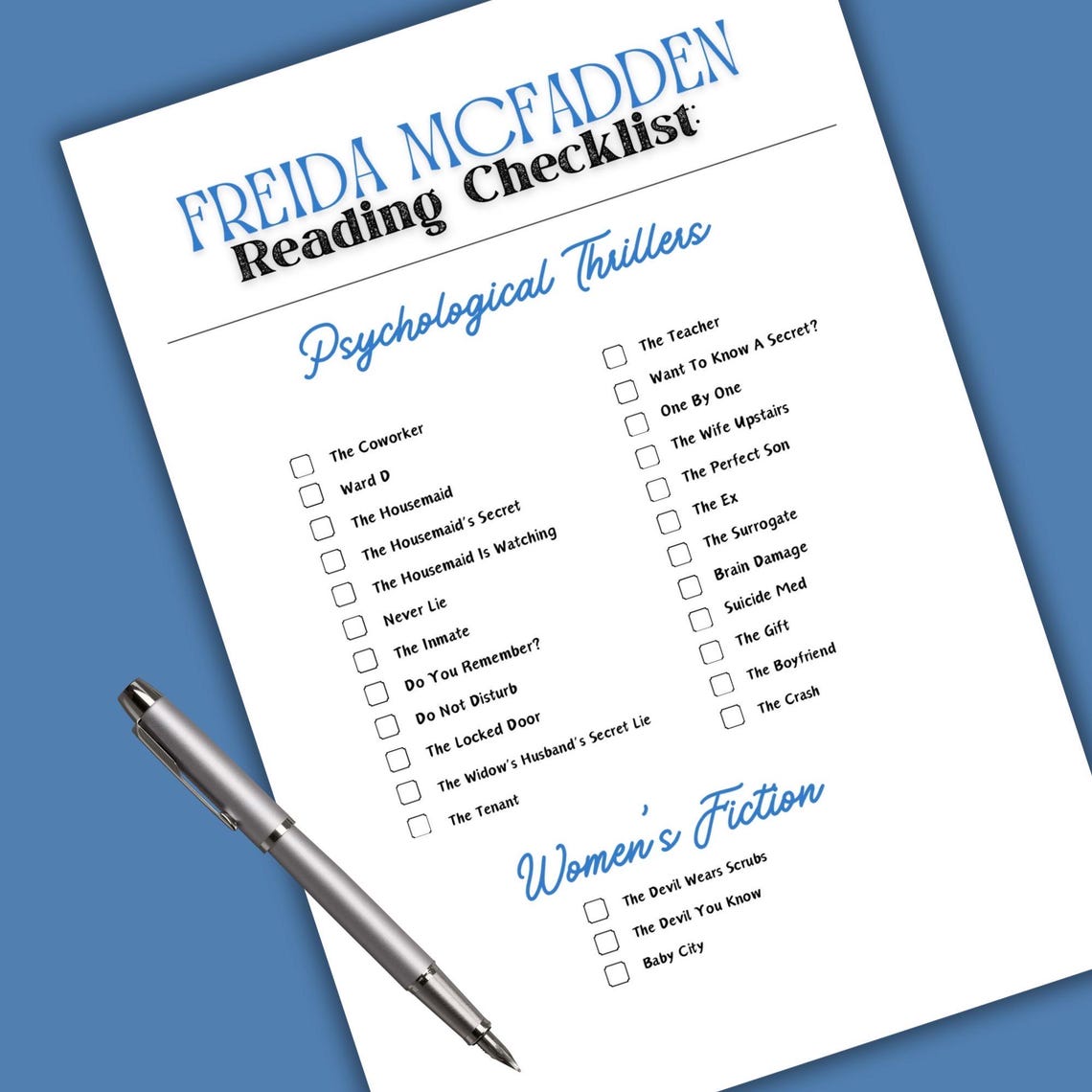 Freida Mcfadden Book Checklist, Printable Reader Tracker, Freida ...