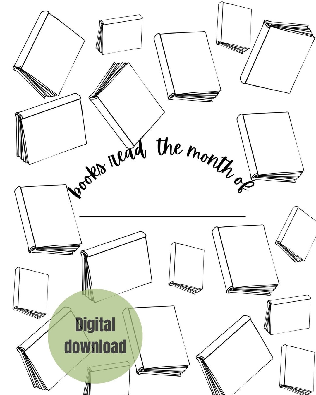 Books Read Monthly Printable Black and White, Reading Tracker for 20 ...