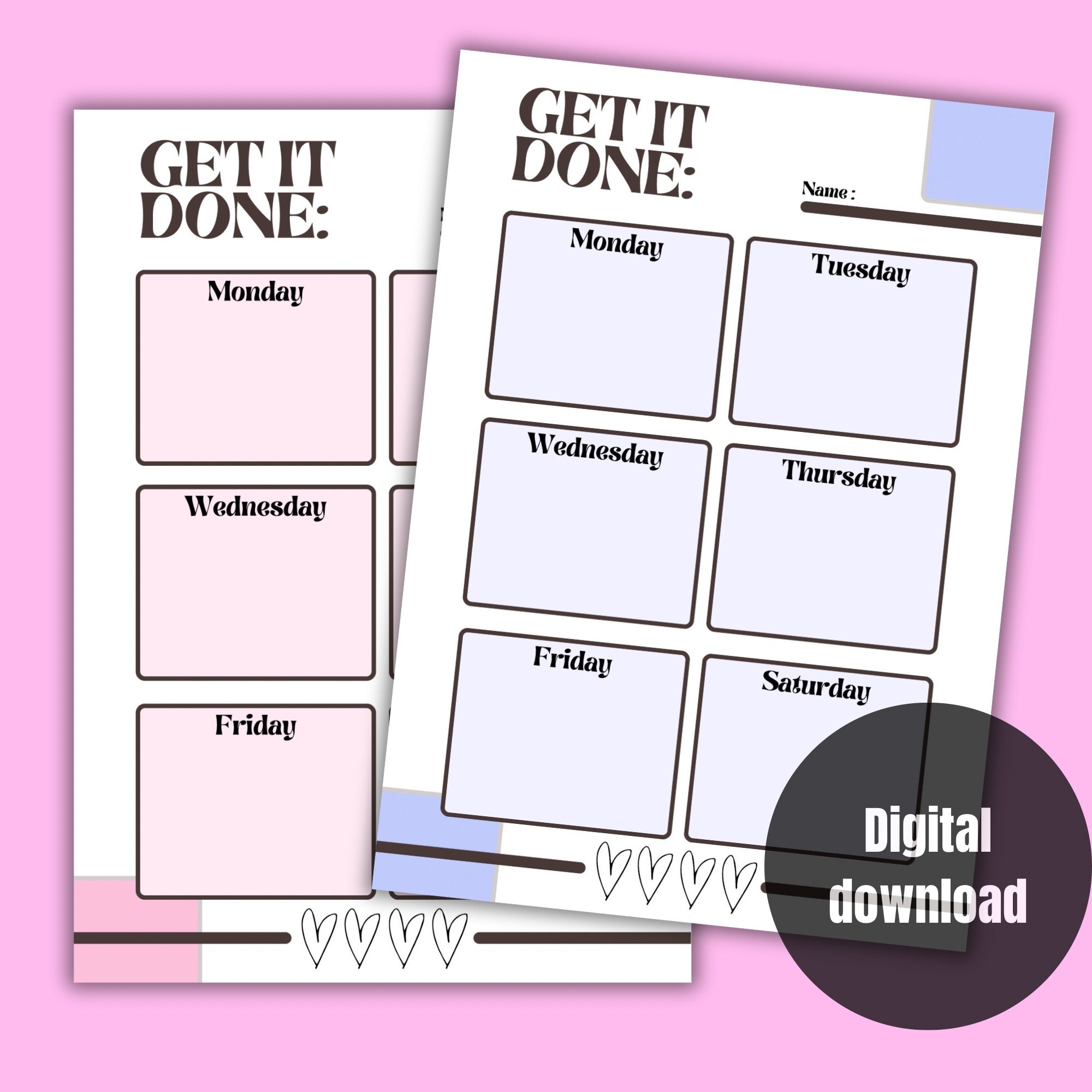 Weekly ‘get It Done’ Printable 2 Page Planner, To-do List Pdf ...
