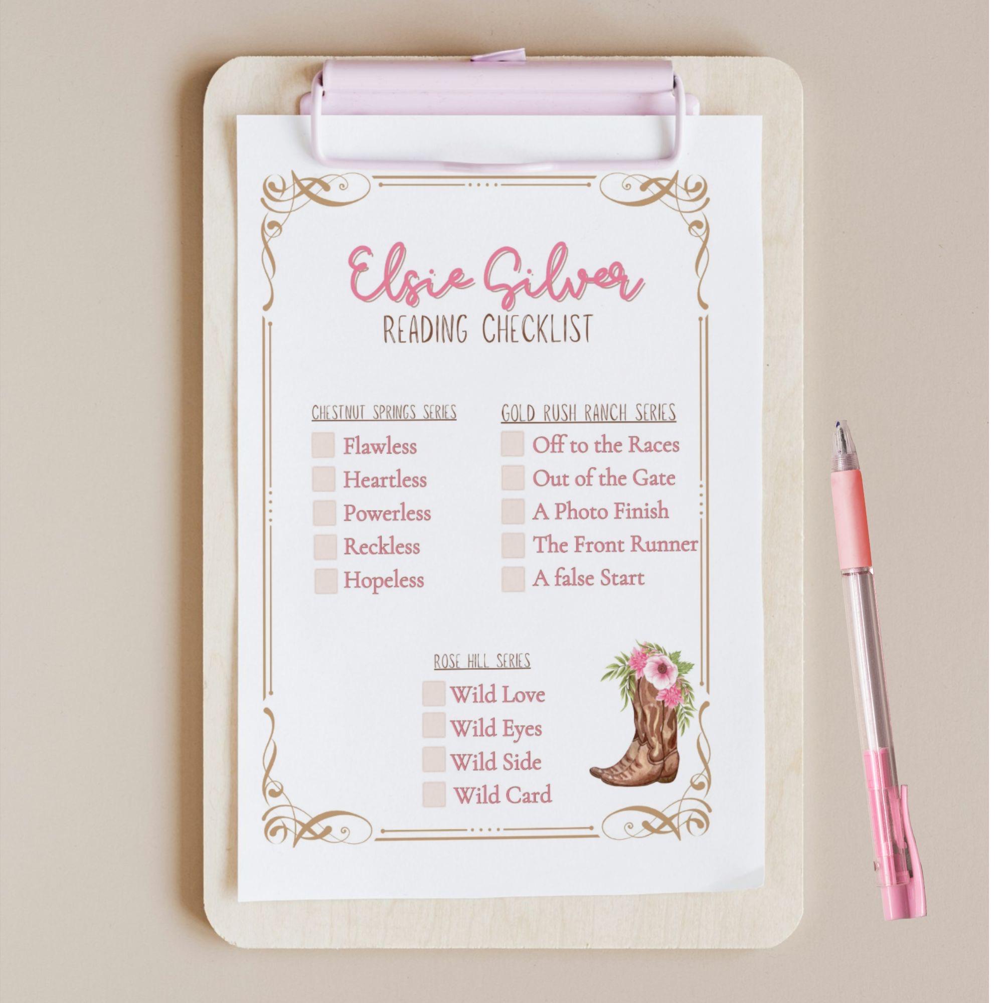 Elsie Silver Reading Checklist, Elsie Silver Reading Tracker, Western ...