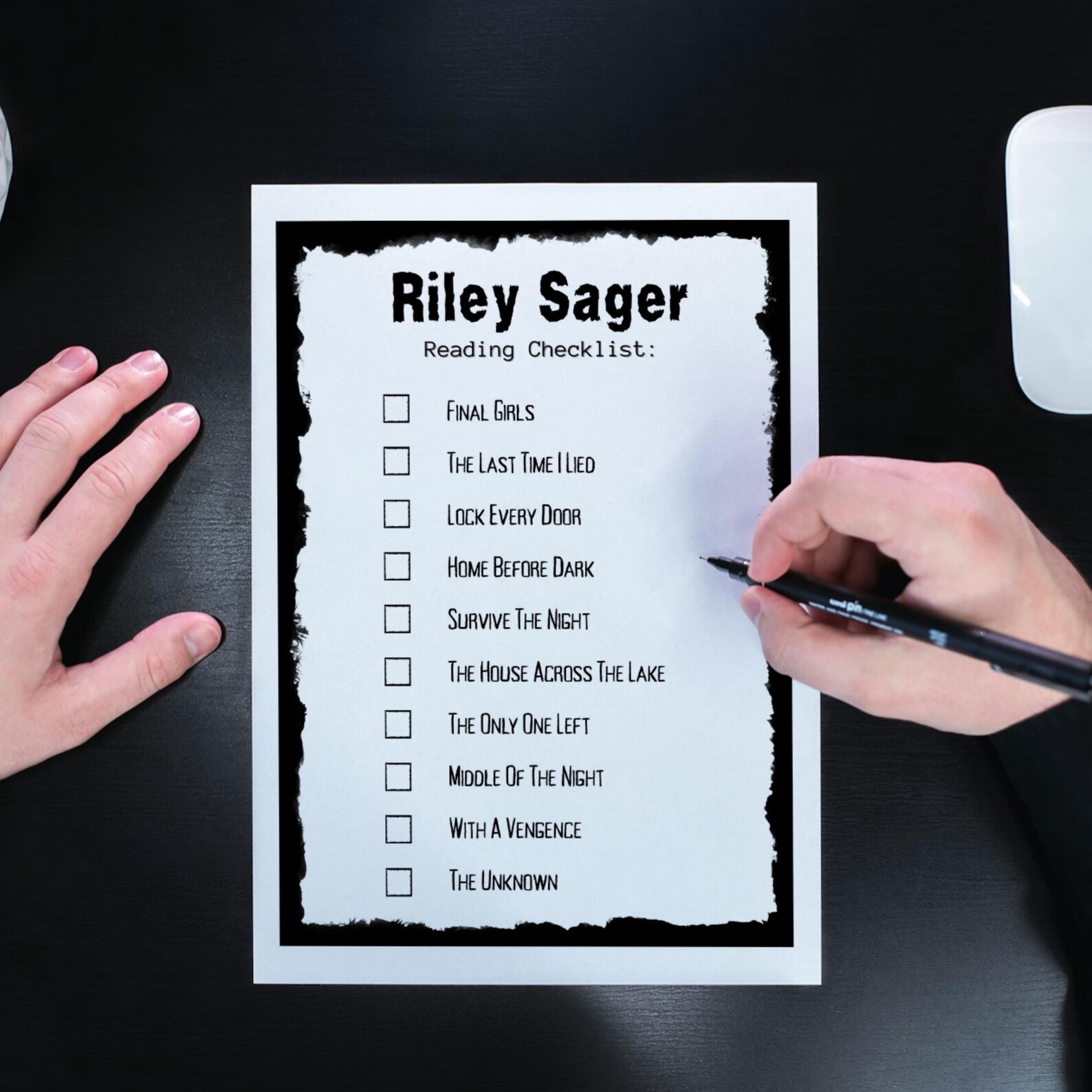 Riley Sager Reading Checklist, Thriller Author Reading Tracker, Riley ...