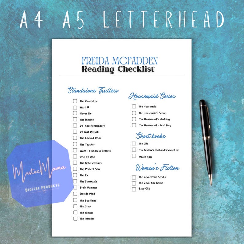 Freida Mcfadden Reading Log, Printable Reader Tracker, Freida Thriller Books Printable Checklist ...
