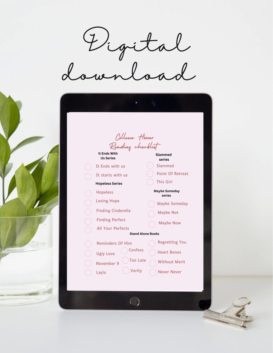 Colleen Hoover Reading Log Pink Aesthetic Printable, Coho Printable for ...