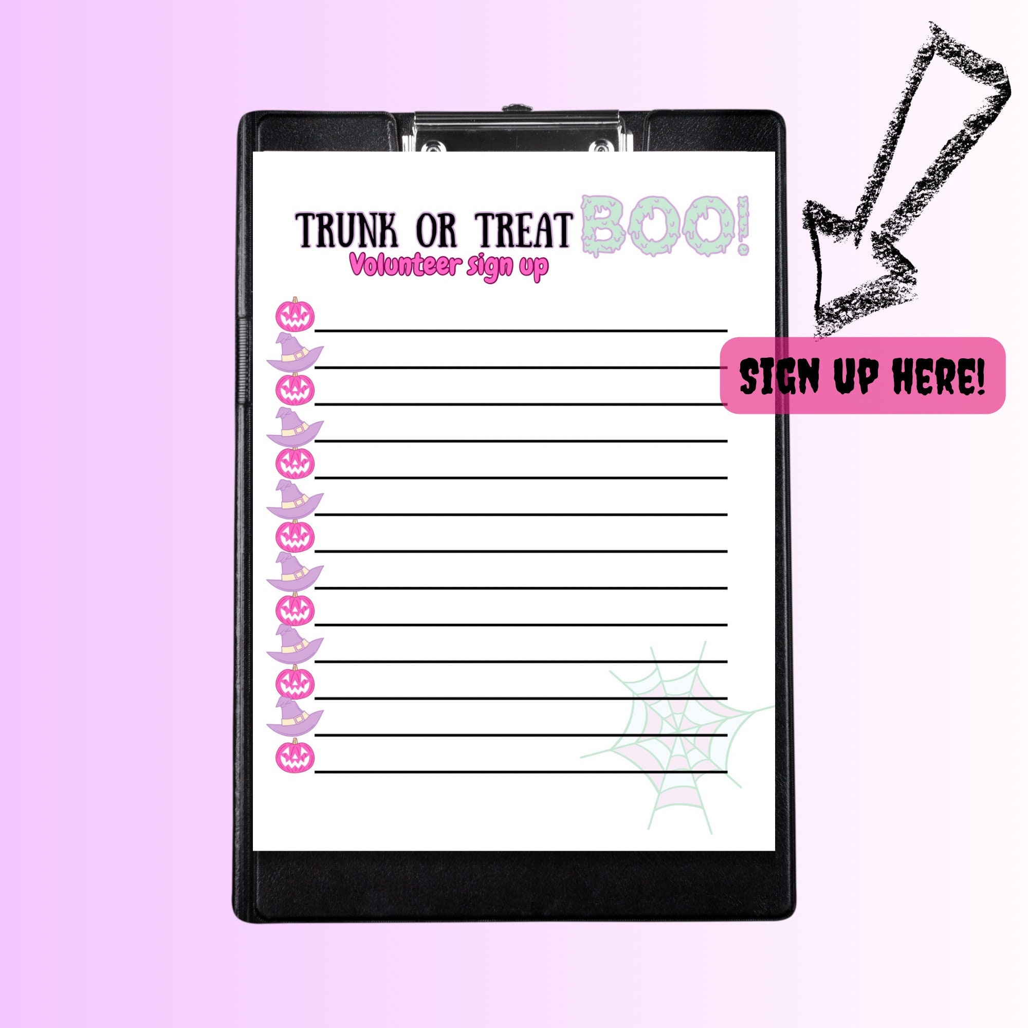 Pastel Halloween Trunk or Treat Sign up Sheet Printable, Vintage ...