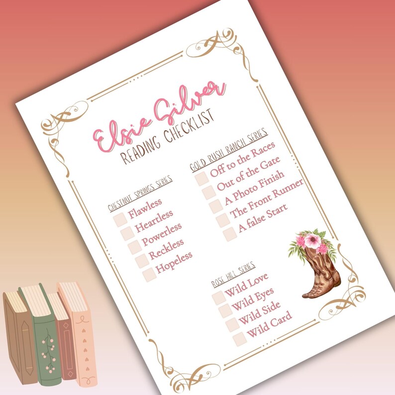 Elsie Silver Reading Checklist, Elsie Silver Reading Tracker, Western ...