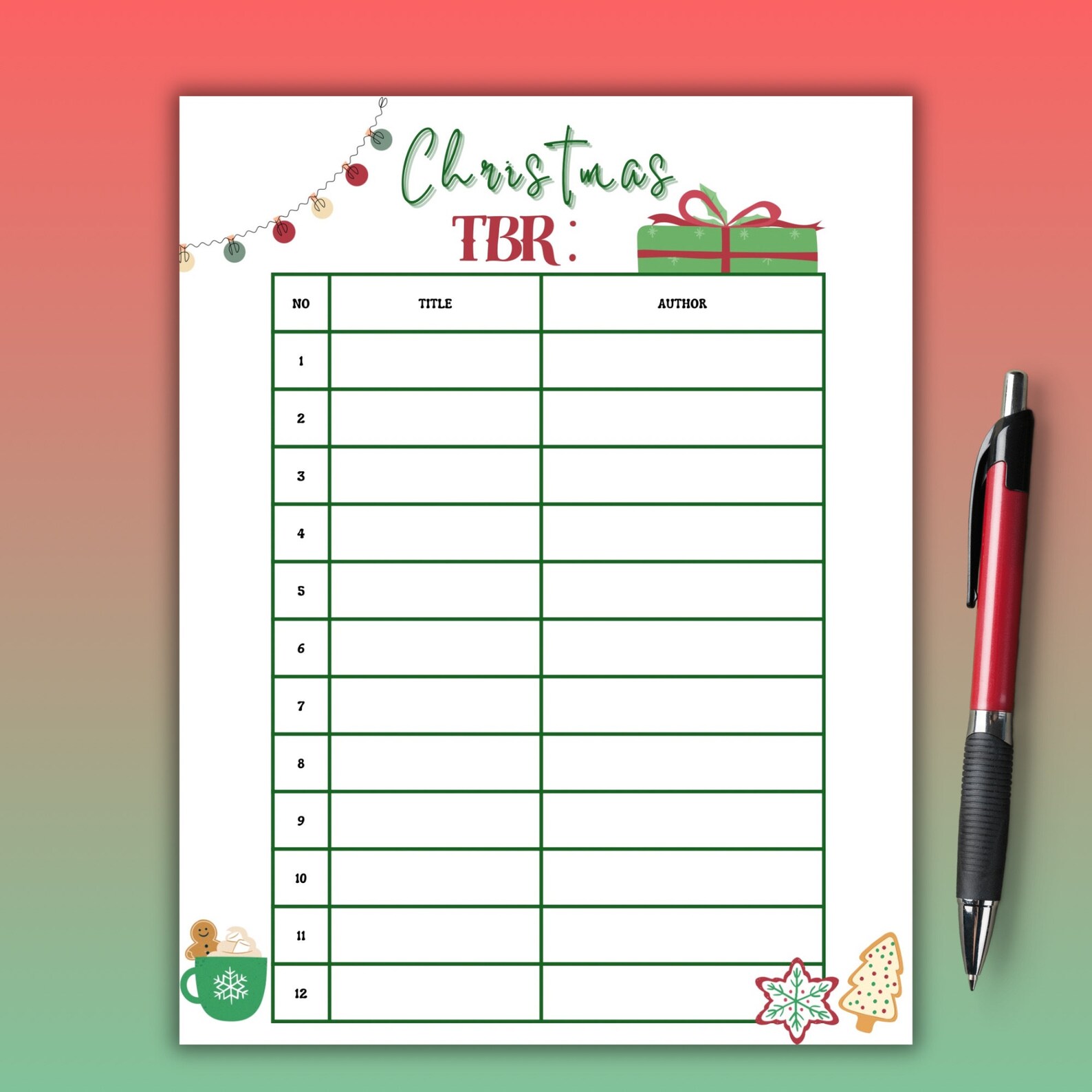 Christmas TBR Printable Reading List, Bookish Holiday Reading, Joyful ...