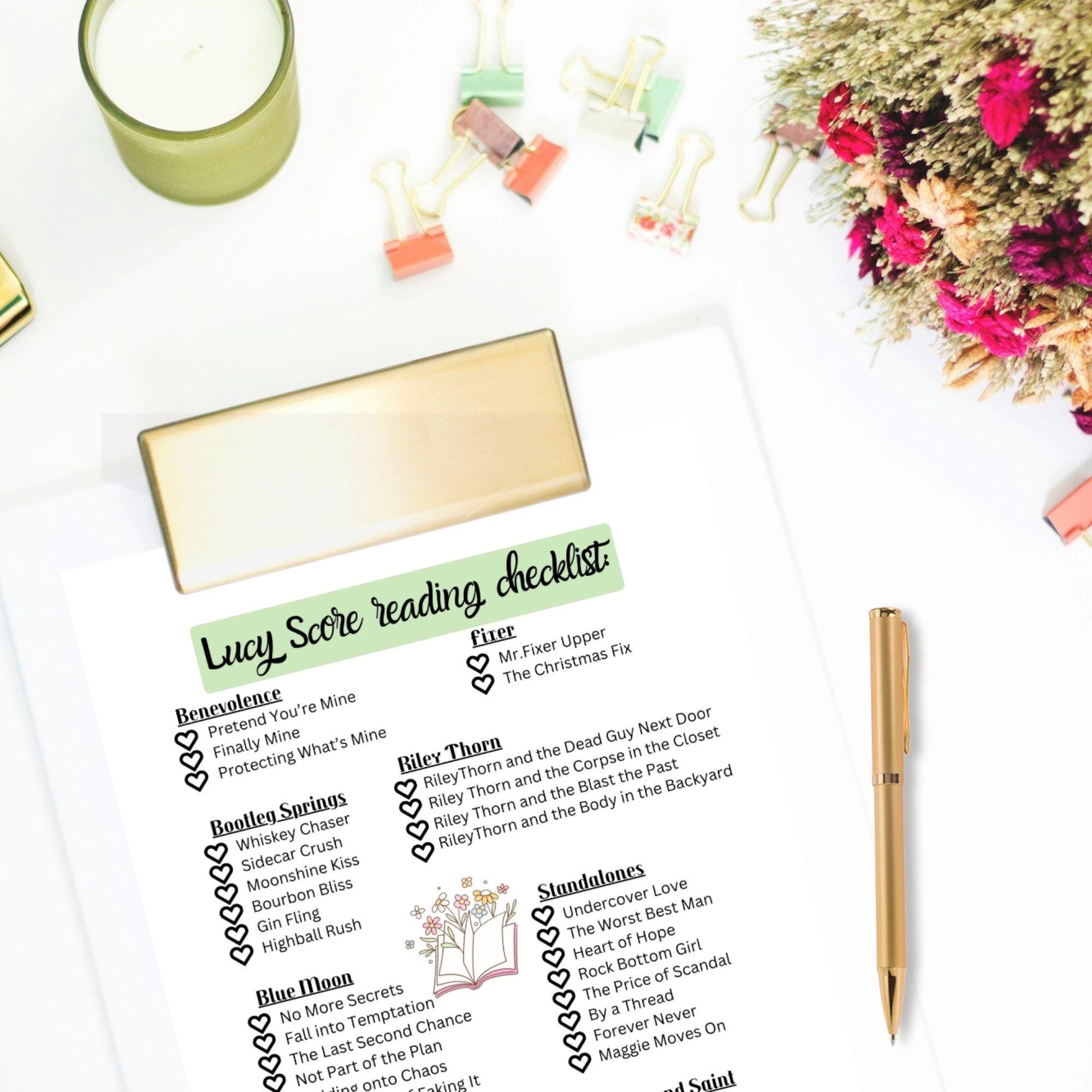 Lucy Score Cozy Reading Checklist Printable, Lucy Score Romance Novels ...