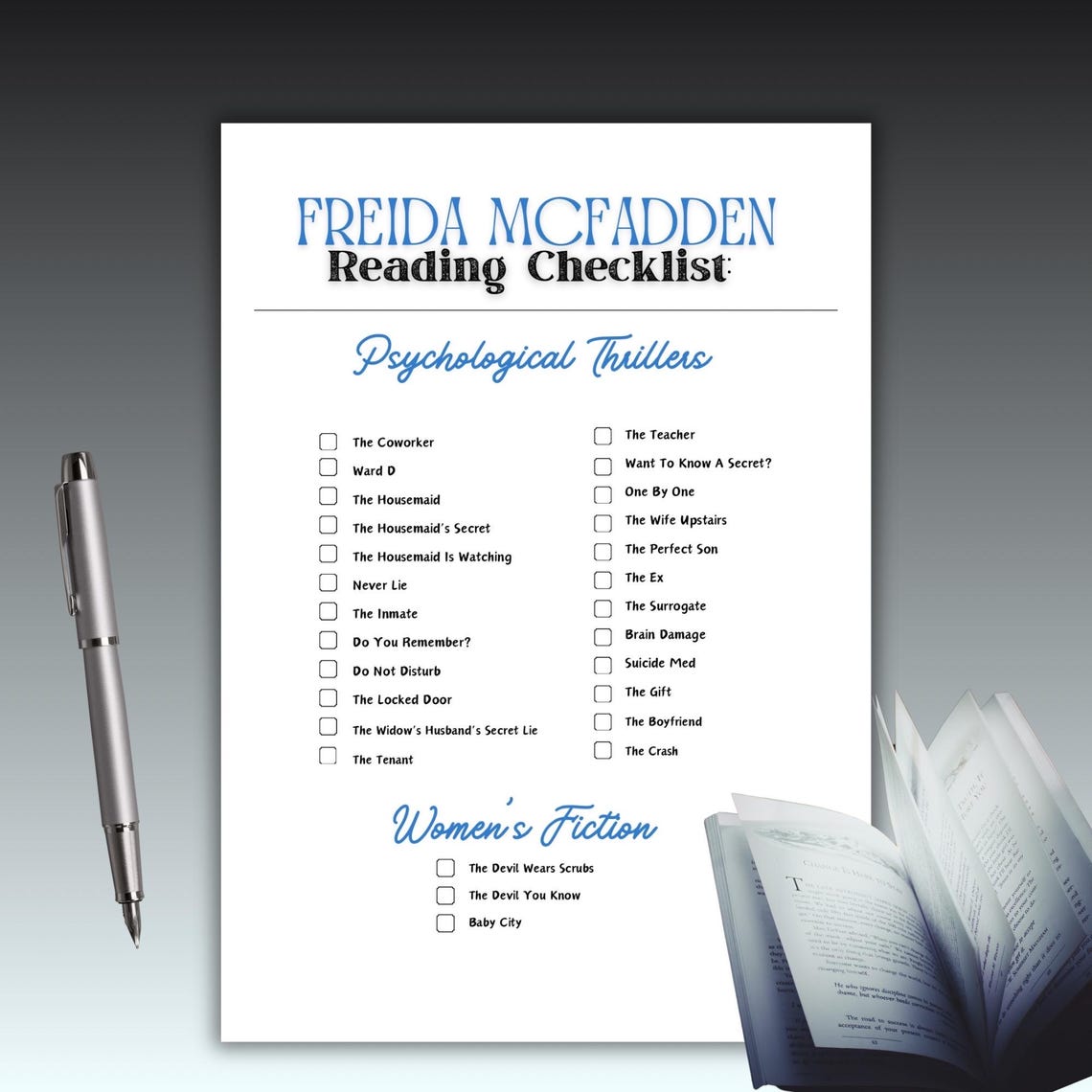 Freida Mcfadden Book Checklist, Printable Reader Tracker, Freida ...