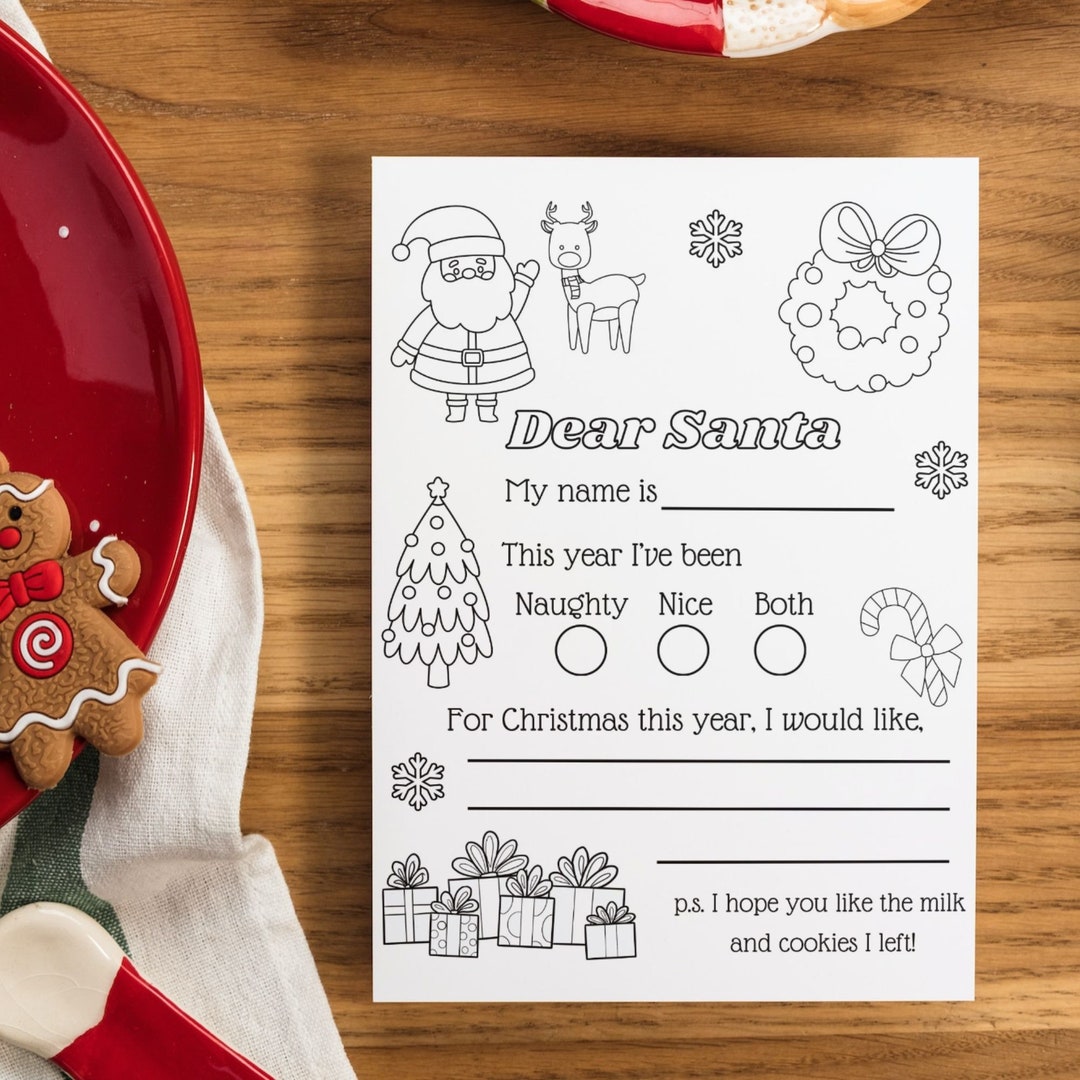 Letter to Santa Coloring Sheet Printable, Dear Santa Letter Coloring ...