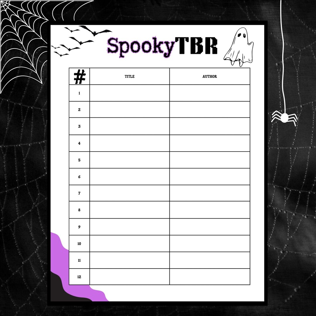 Spooky Fall TBR Reading List Printable, Ghostly Reading List, Fall ...