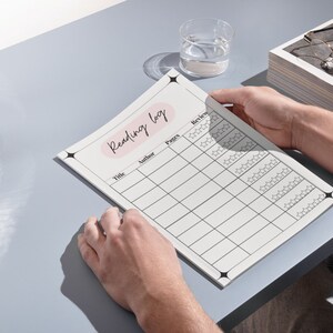 Reading Log Organized Pink and Black, Printable Book Lovers Simple ...