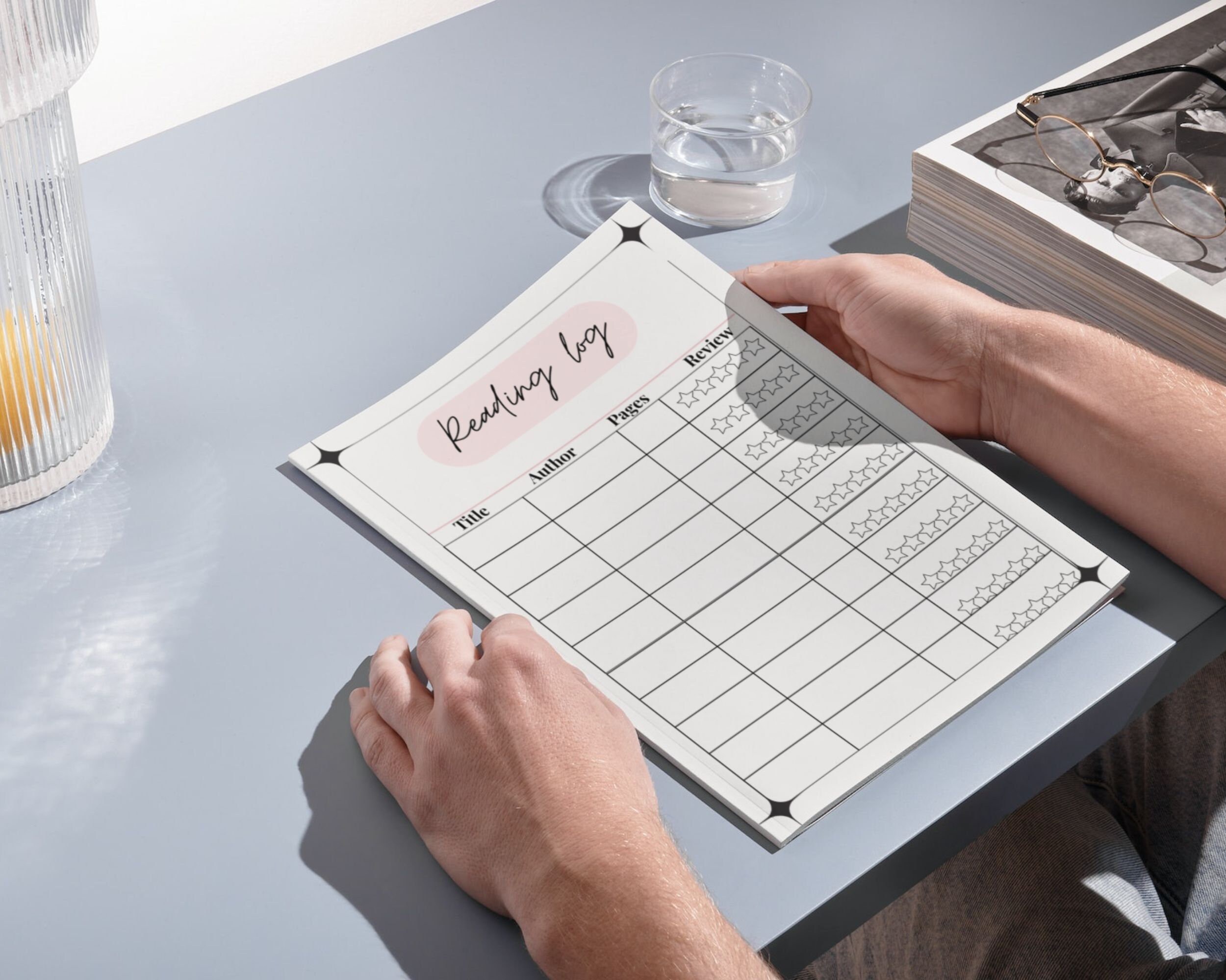 Reading Log Organized Pink and Black, Printable Book Lovers Simple ...