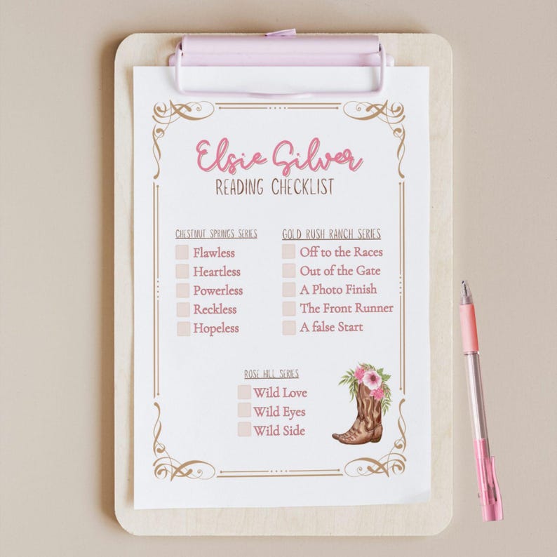 Elsie Silver Printable Reading Checklist, Elsie Silver Reading Log ...