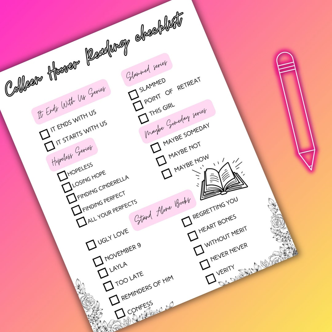 Colleen Hoover Cozy Reading Session Book Checklist, Coho Reading Log ...