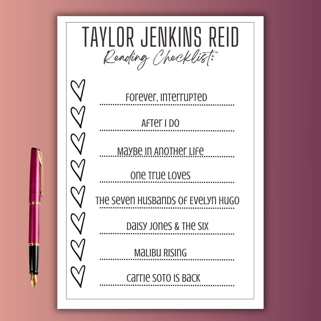 Taylor Jenkins Reid Printable Book Reading Checklist, A4 A5 Letterhead ...