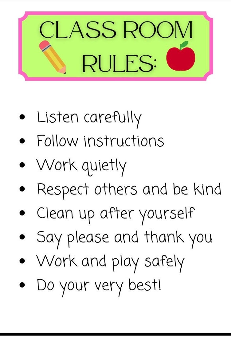 Classroom Rules Poster - Etsy