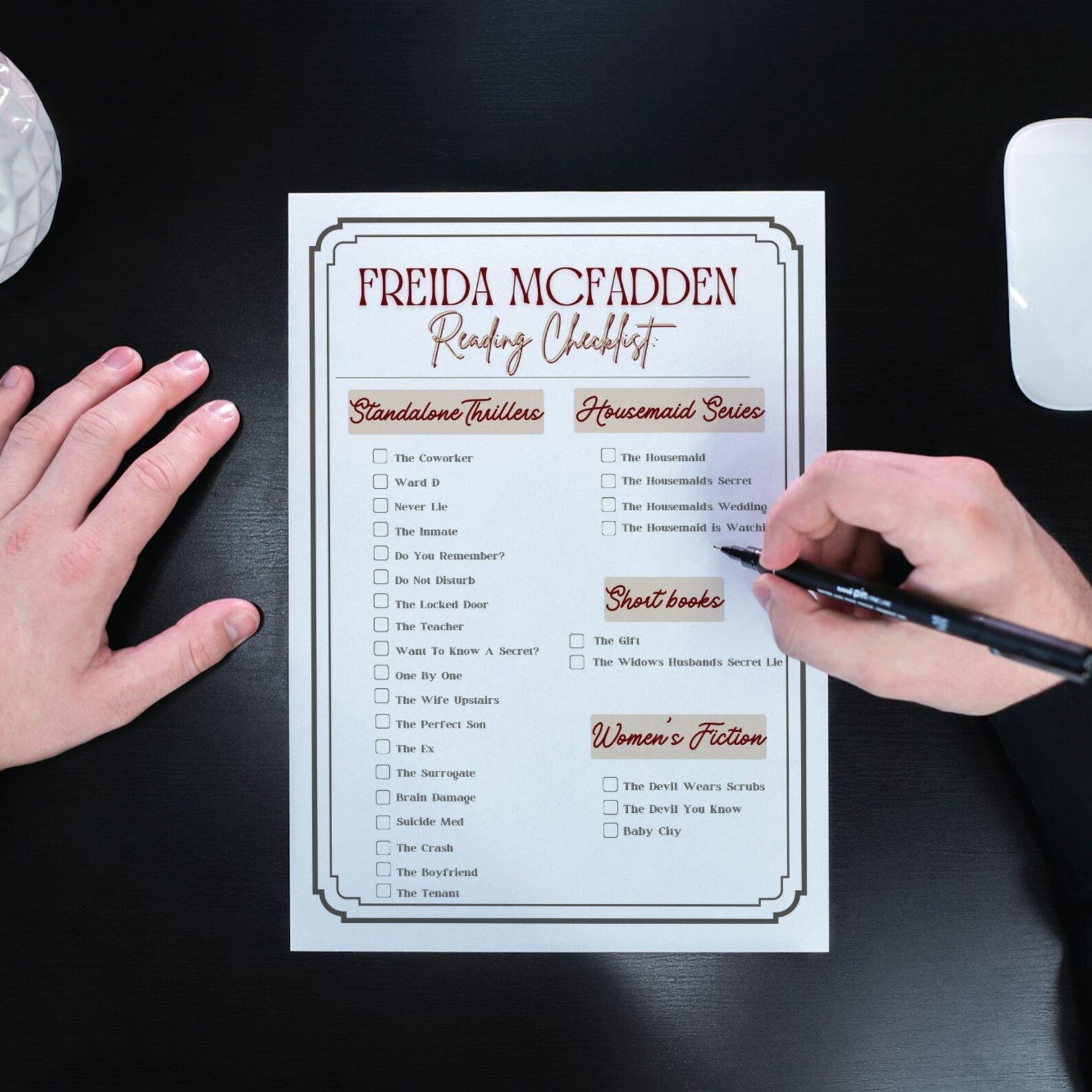 Freida Mcfadden Printable Reading Checklist, Thriller Book Log, Freida ...