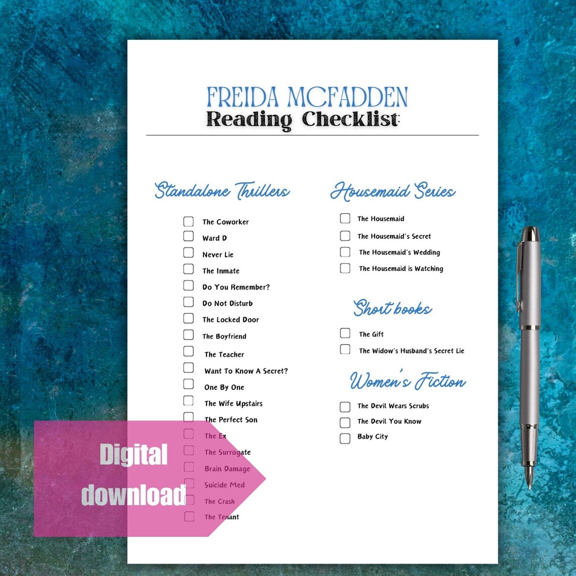 Freida Mcfadden Book Checklist, Printable Reader Tracker, Freida ...