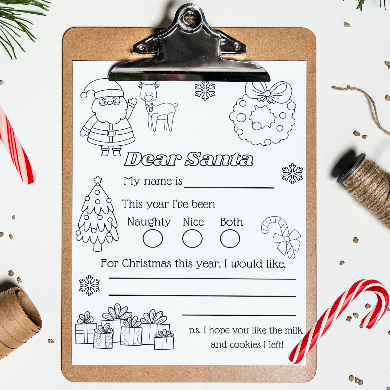 Letter to Santa Coloring Sheet Printable, Dear Santa Letter Coloring ...