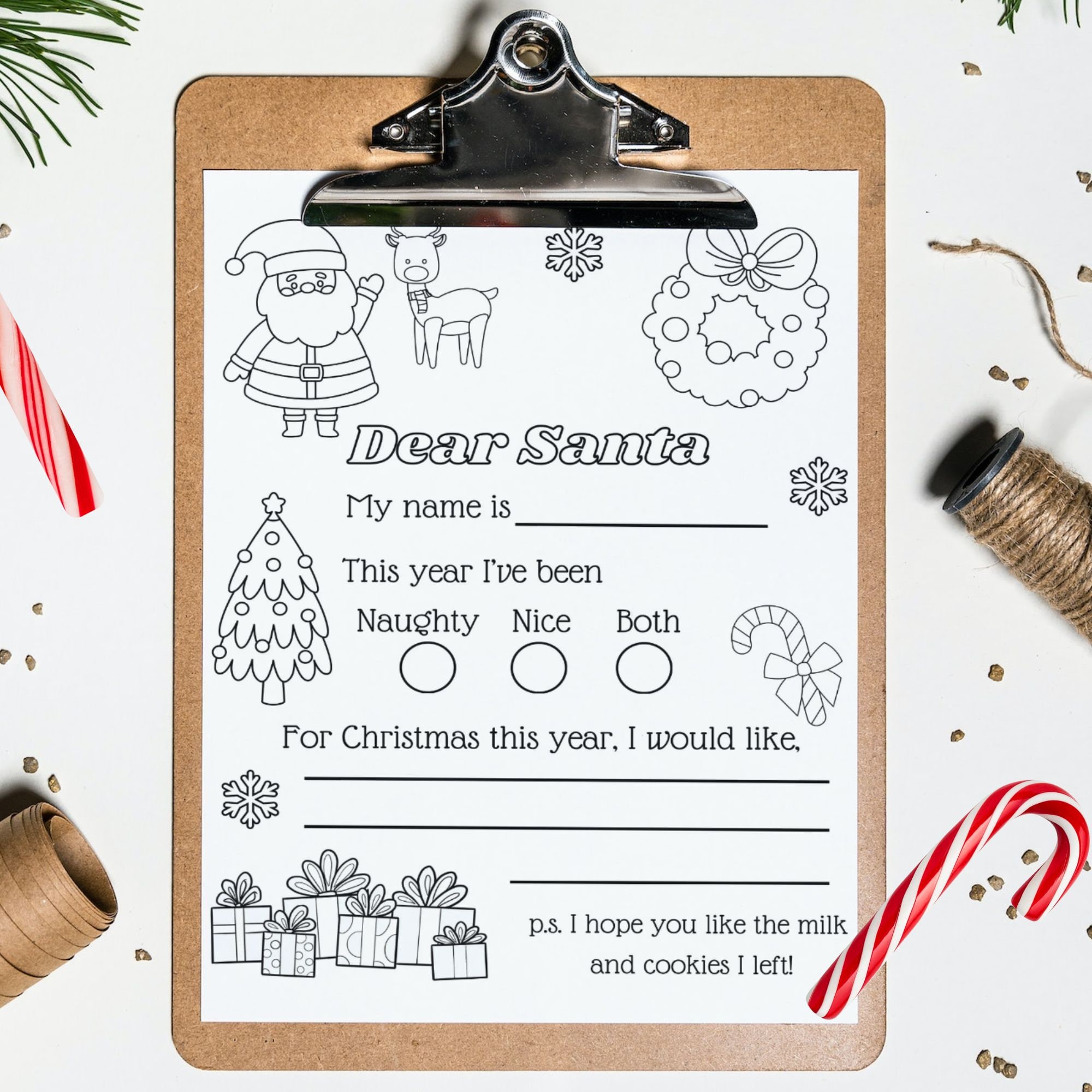 Letter to Santa Coloring Sheet Printable, Dear Santa Letter Coloring ...
