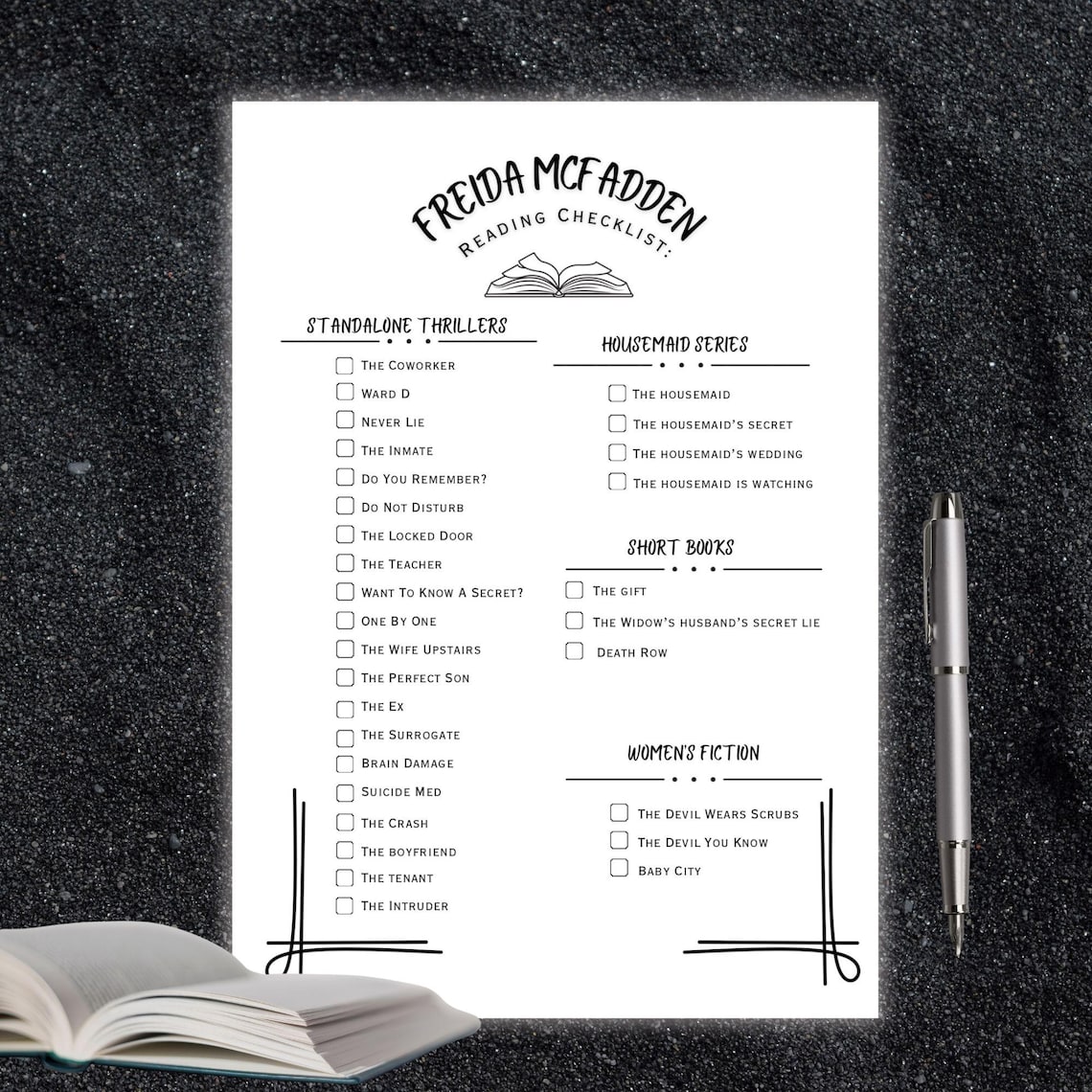 Freida Mcfadden Book List Reading Log, Printable Checklist, Thriller ...
