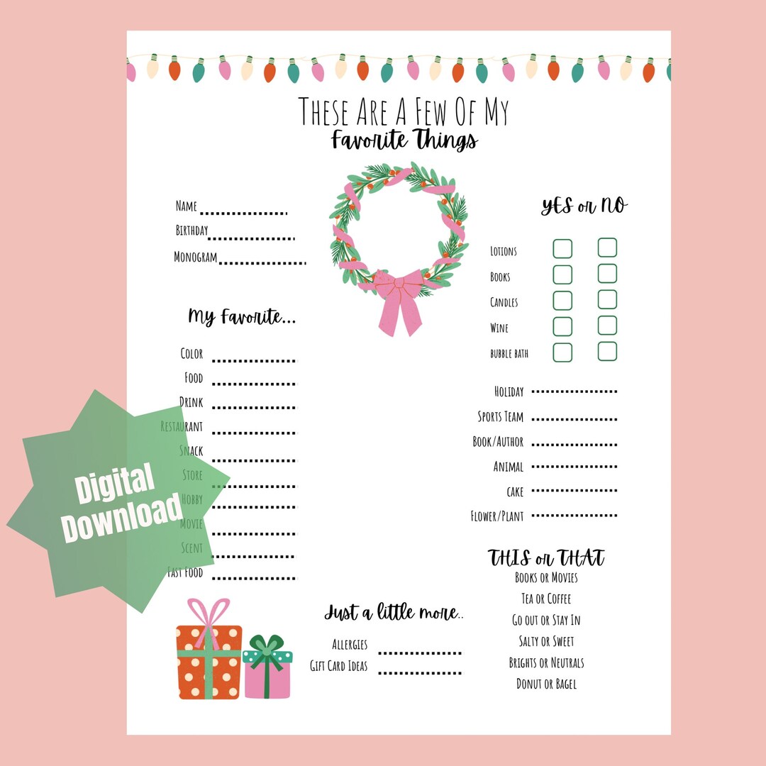 Get to Know the Teacher Survey, ‘my Favorite Things’ Questionnaire for ...