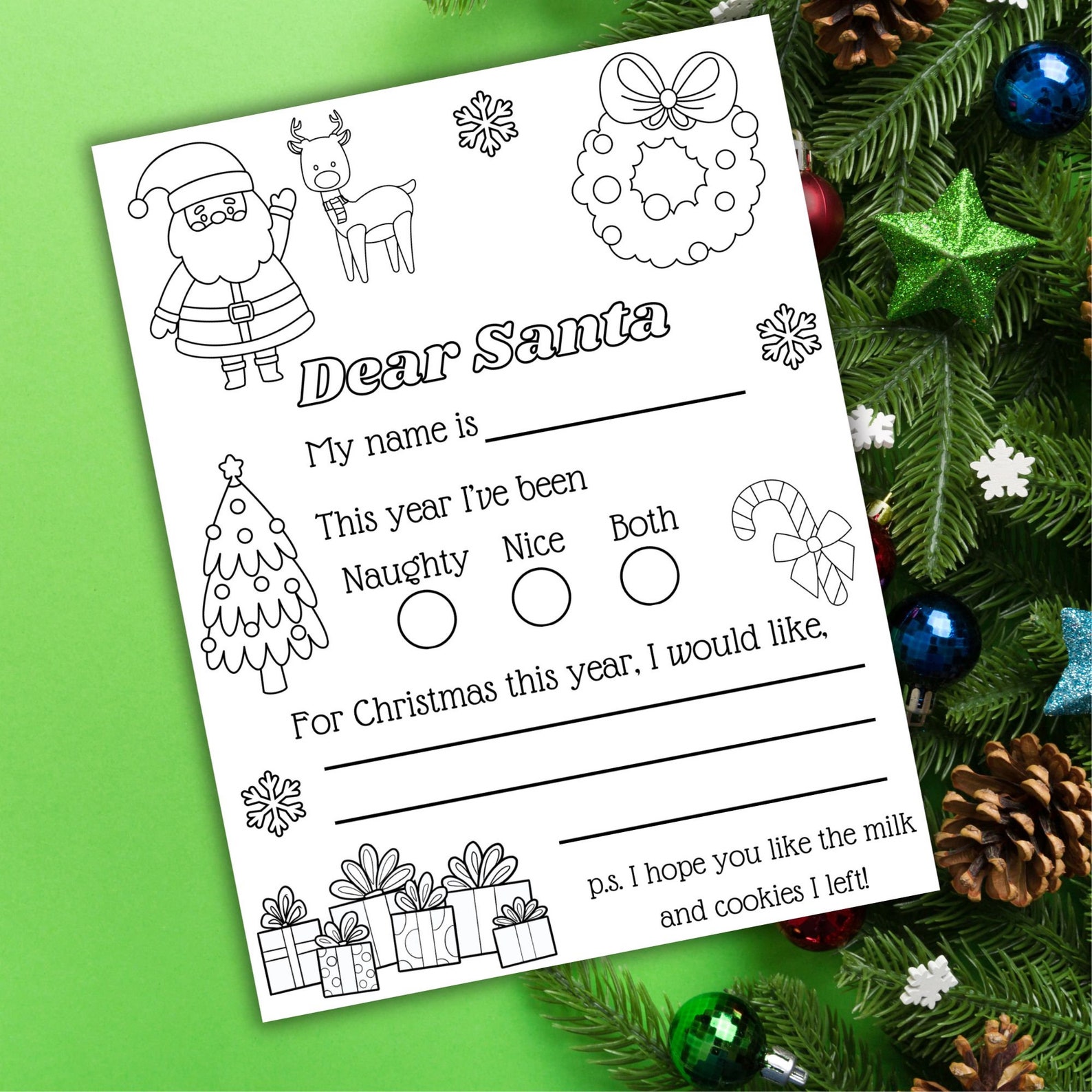 Letter to Santa Coloring Sheet Printable, Dear Santa Letter Coloring ...