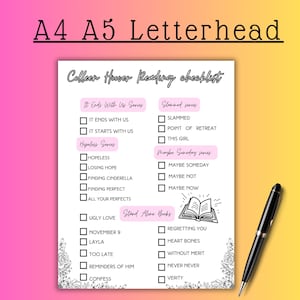 Colleen Hoover Cozy Reading Session Pink Book Checklist, Coho Reading ...