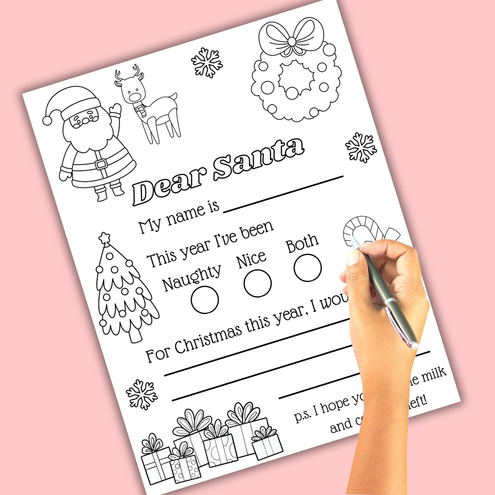Letter to Santa Coloring Sheet Printable, Dear Santa Letter Coloring ...