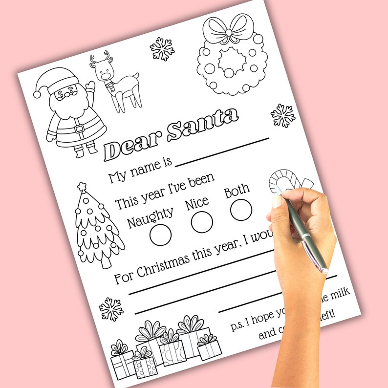 Letter to Santa Coloring Sheet Printable, Dear Santa Letter Coloring ...