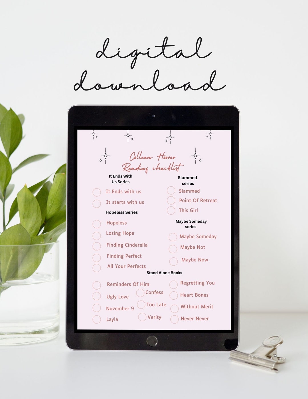 Colleen Hoover Reading Log Pink Aesthetic Printable, Coho Printable for ...
