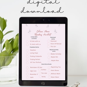 Colleen Hoover Reading Log Pink Aesthetic Printable, Coho Printable for ...