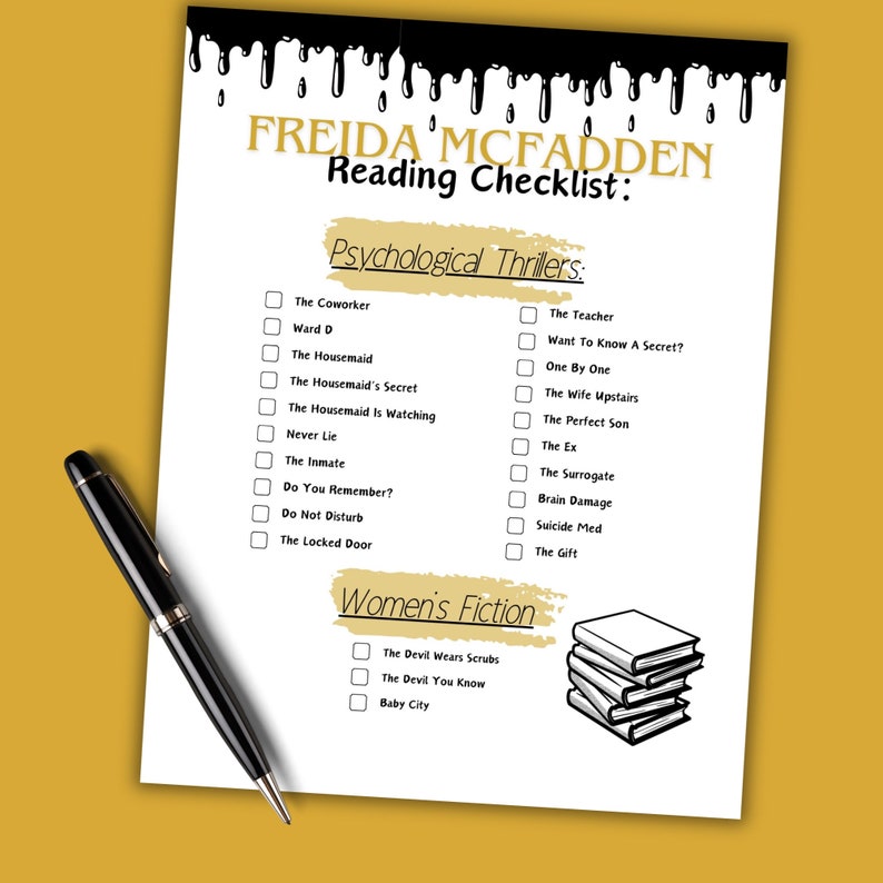 Freida Mcfadden Thriller Book Checklist Pdf, Printable Reader Tracker, Freida Books Printable ...