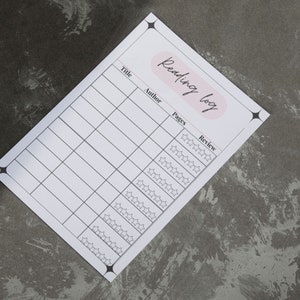 Reading Log Organized Pink and Black, Printable Book Lovers Simple ...