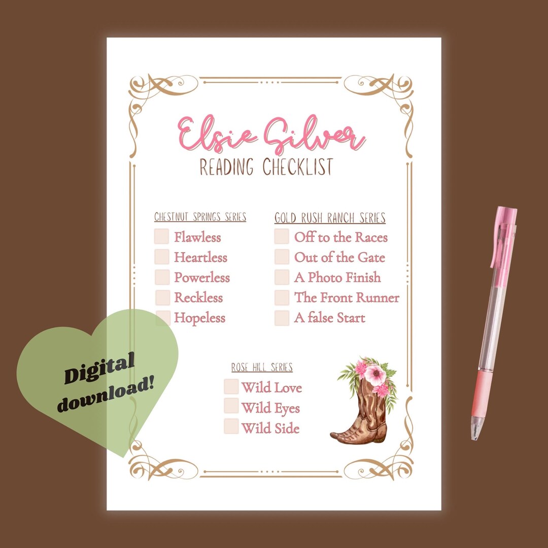 Elsie Silver Printable Reading Checklist, Elsie Silver Reading Log ...