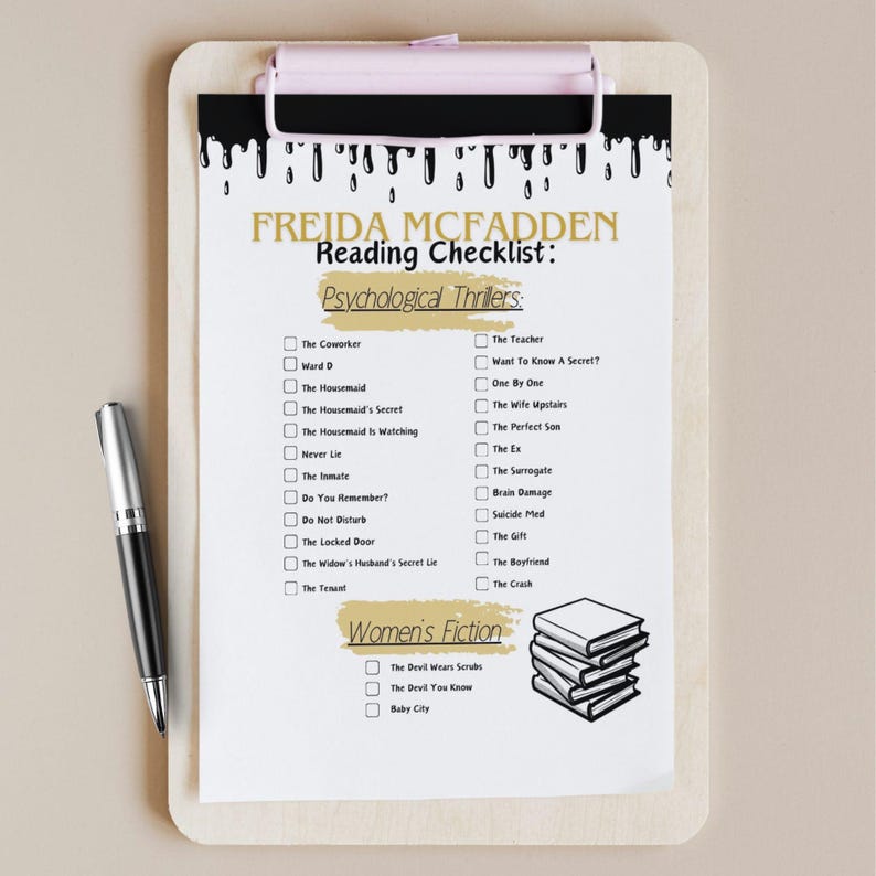 Freida Mcfadden Thriller Book Checklist Pdf, Printable Reader Tracker, Freida Books Printable ...
