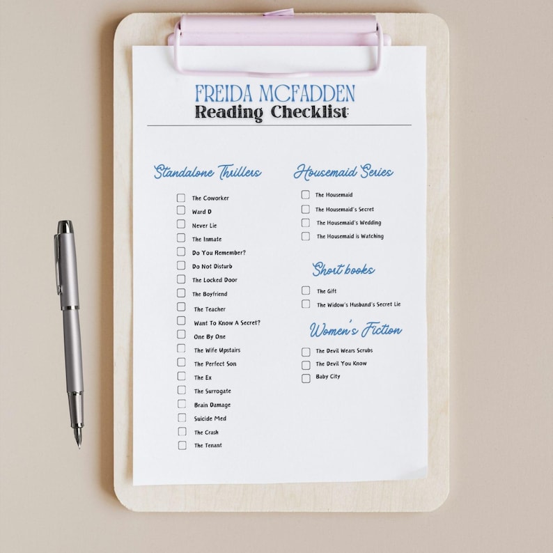 Freida Mcfadden Book Checklist, Printable Reader Tracker, Freida ...