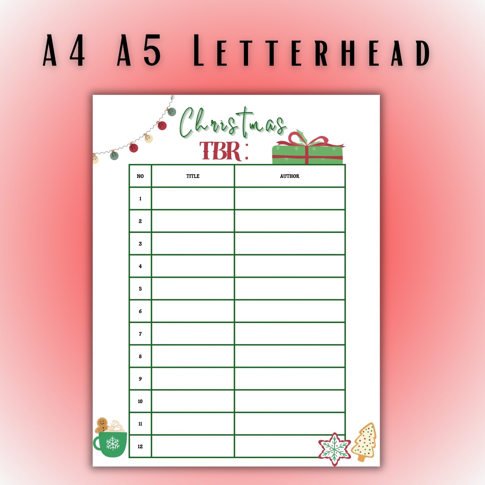 Christmas TBR Printable Reading List, Bookish Holiday Reading, Joyful ...