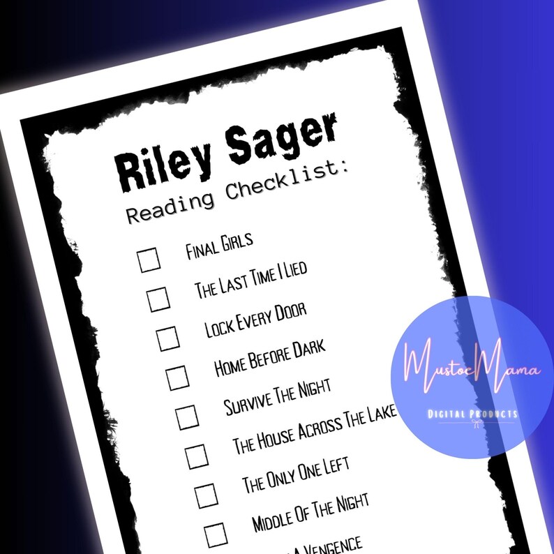 Riley Sager Reading Checklist, Thriller Author Reading Tracker, Riley ...