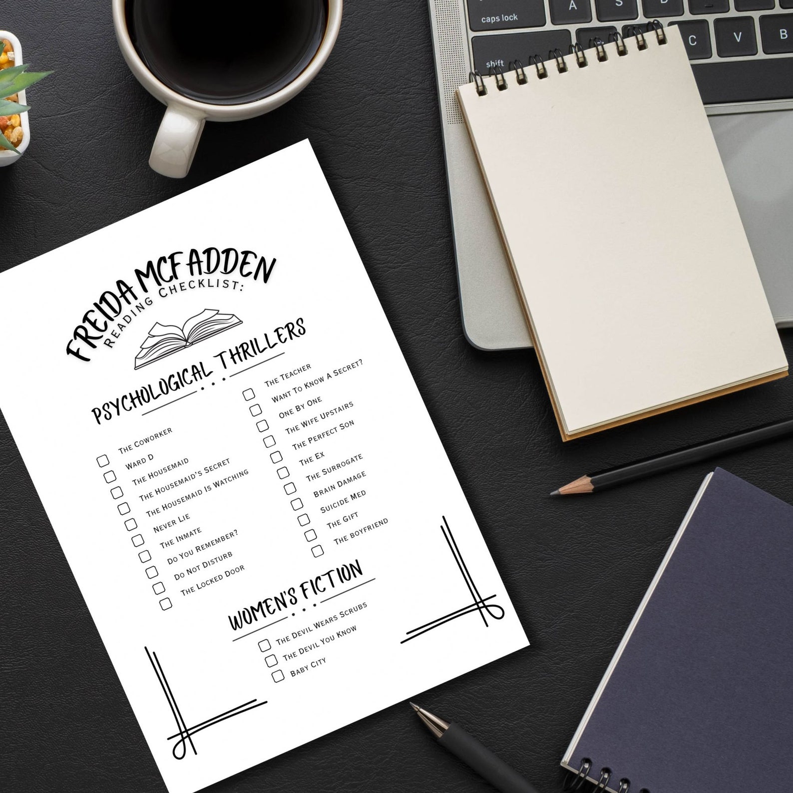 Freida Mcfadden Reading Log, Printable Book Checklist, Thriller Author ...