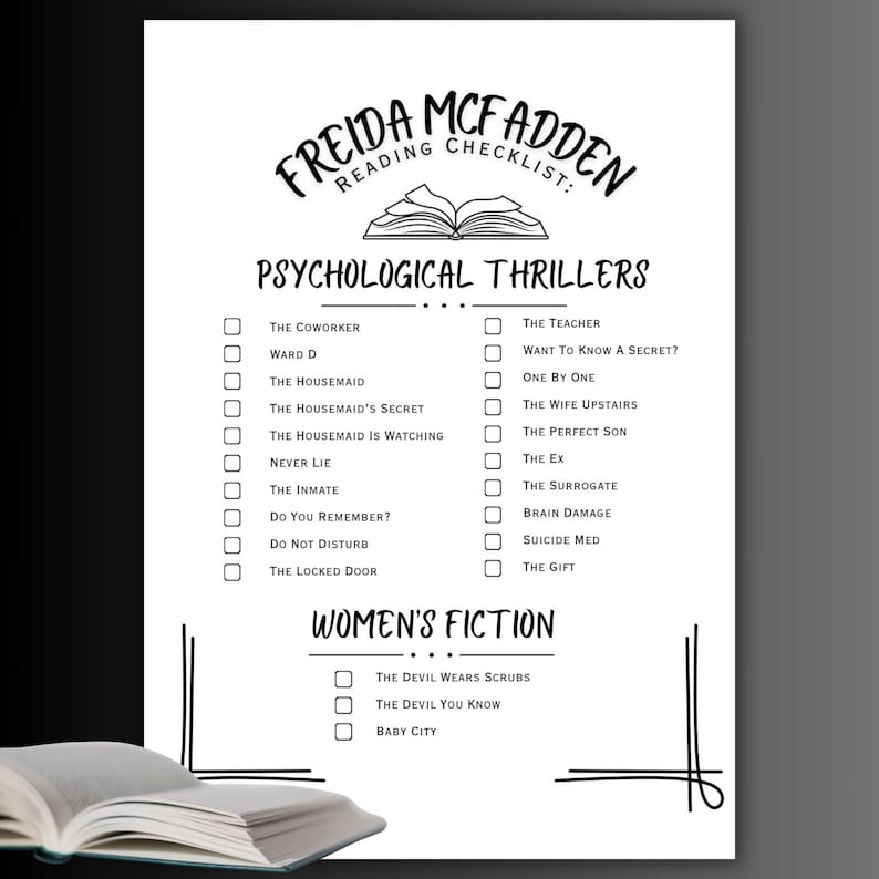 Freida Mcfadden Book List Reading Log, Printable Checklist, Thriller ...
