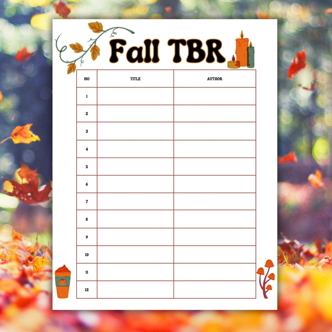 Cozy Fall TBR Reading Printable, Fall Vibes TBR List for 12 Autumn ...