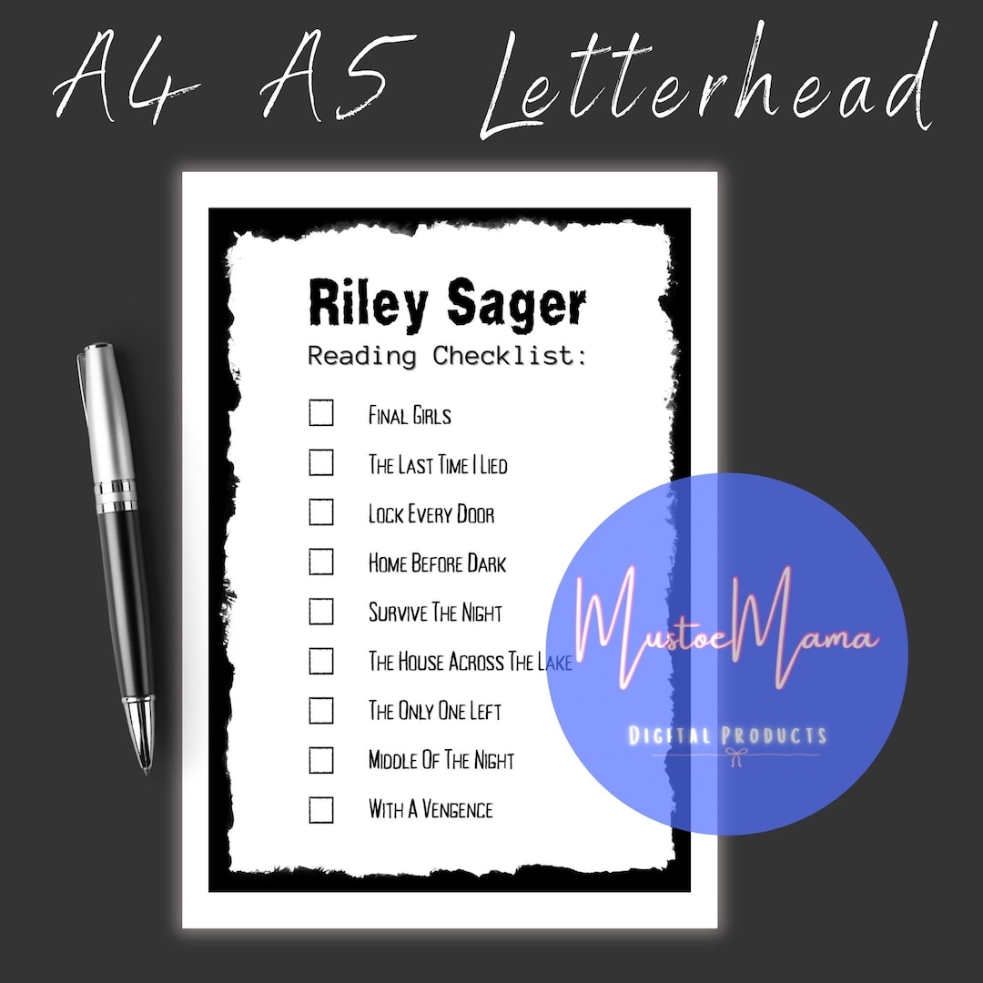 Riley Sager Reading Checklist, Thriller Author Reading Tracker, Riley ...